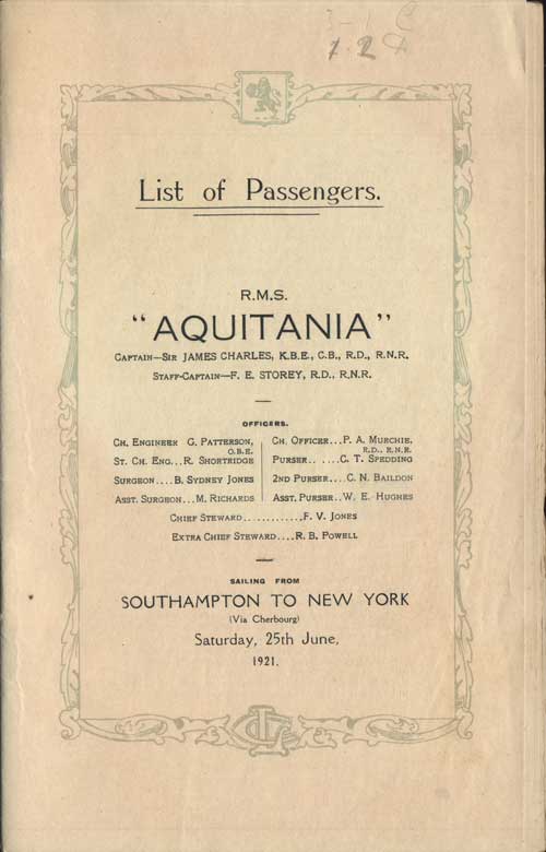 RMS Aquitania Archival Collection | GG Archives
