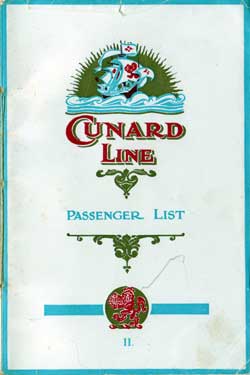 Cunard Line Digitization Project - Westbound Voyages 1912-1924 | GG ...