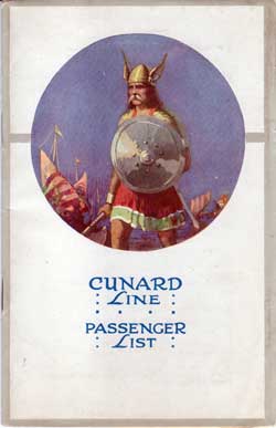 Cunard Line Digitization Project - Westbound Voyages 1912-1924 | GG ...