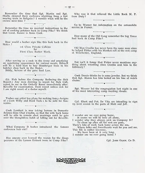 History of Company "D" 346th Infantry AEF - 1919